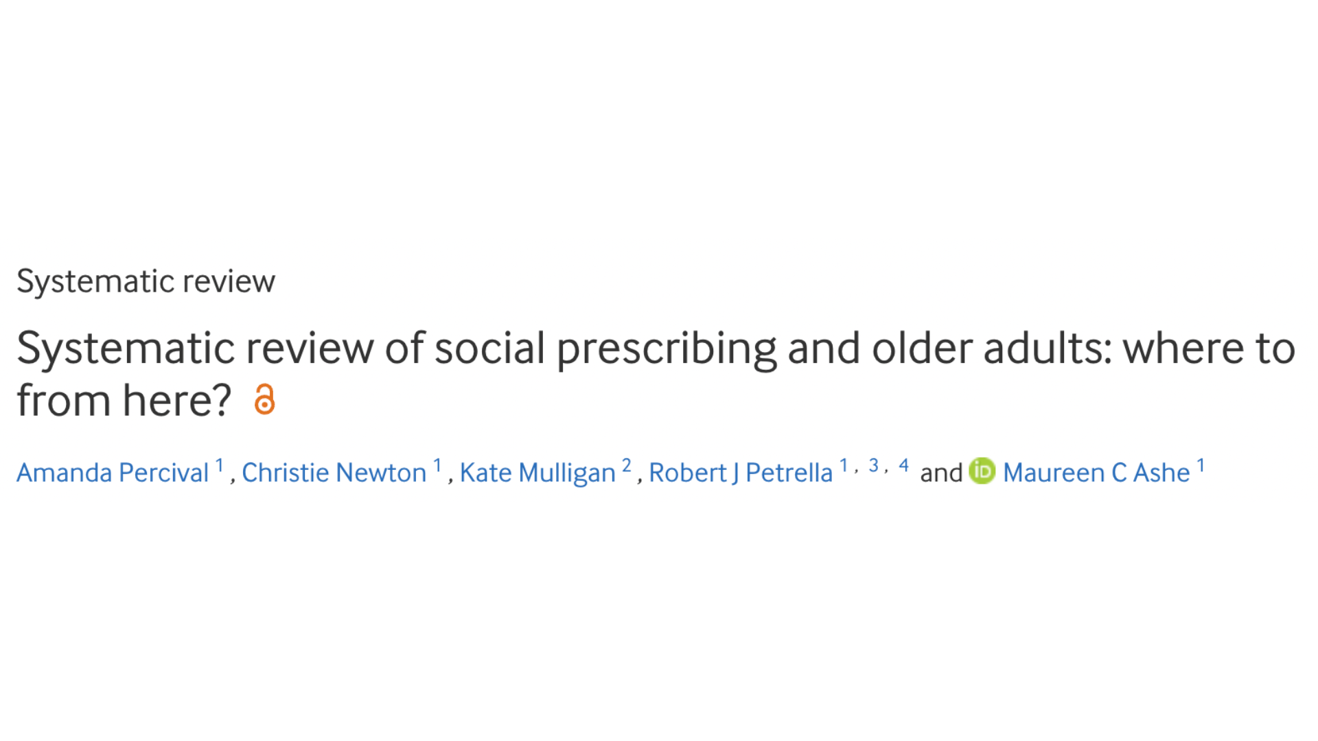 Systematic Review of Social Prescribing and Older Adults: Where to From Here? - Healthy Aging ...